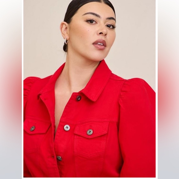 torrid | Jackets & Coats | Torrid Red Jean Trucker Jacket | Poshmark